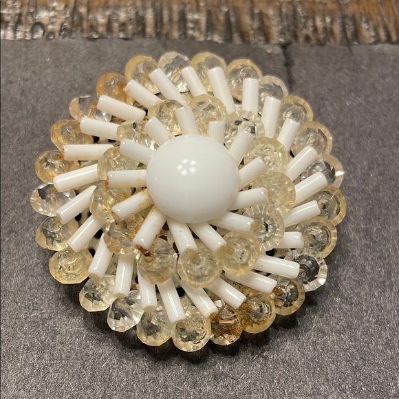 Jewelry | Vintage West Germany White Clear Crystal Brooch | Poshmark